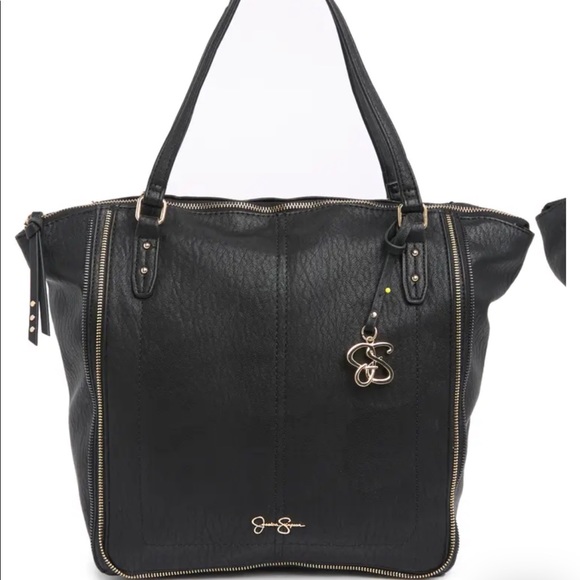 Jessica Simpson | Bags | Jessica Simpson Tote Zipper Detail Black Faux ...